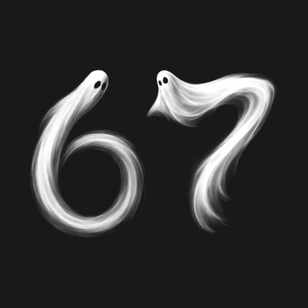 Six Seven 6 7 67 Ghost Halloween - Funny Meme Halloween - T-Shirt ...