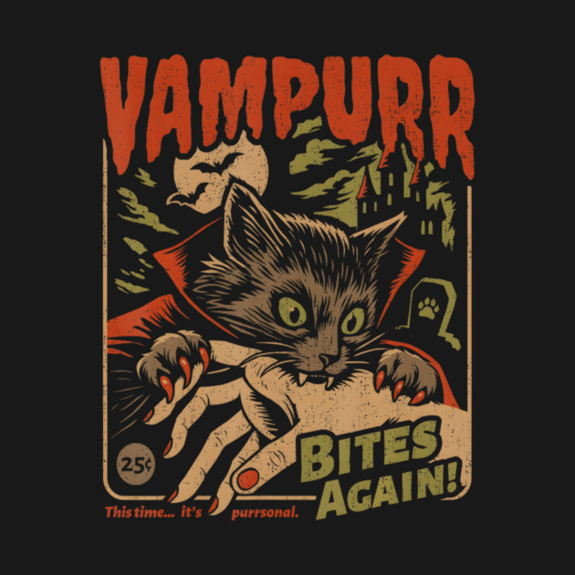 Vampurr Bites Again Cat Halloween - Funny Cat Halloween - T-Shirt ...