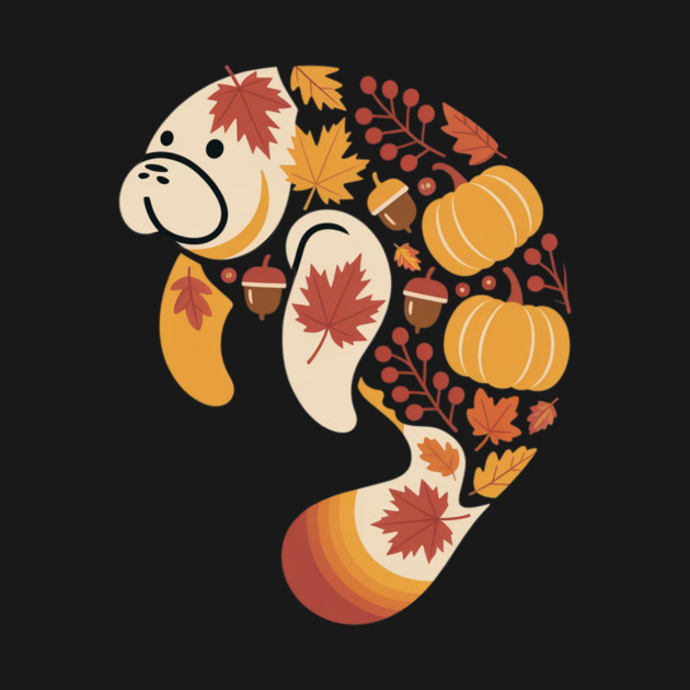 Autumn Pumpkin Fall Manatee Thanksgiving - Autumn Pumpkin - T-Shirt ...