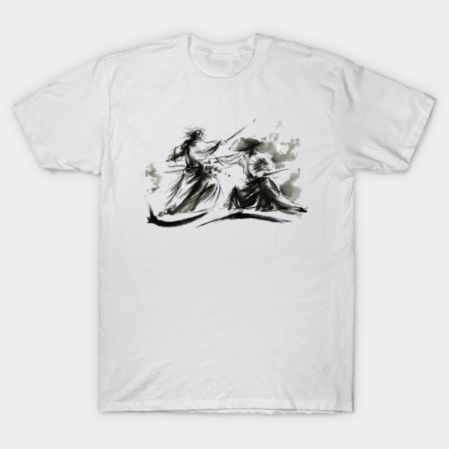Samurai Duel Ink Wash - Samurai - T-Shirt | TeePublic