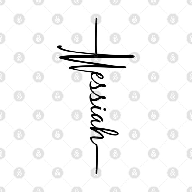 Messiah - Christian Faith Cross Script Baptism Gift - Christian Gift ...