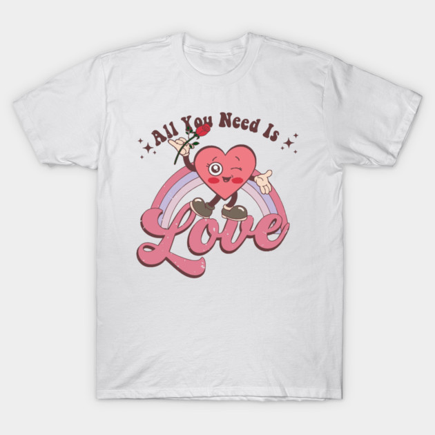 Cute Heart Character with Rainbow and Sweet “All You Need Is Love ...