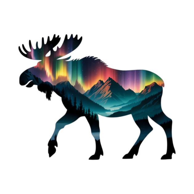 Moose Northern Light Winter Hiking Alaska Nature Lover - Moose Northern ...