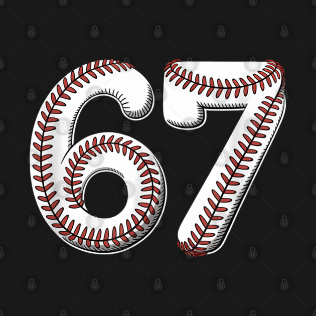 Funny Baseball 67 6 7 Middle School Rizz 67 - Baseball Rizz - T-Shirt ...