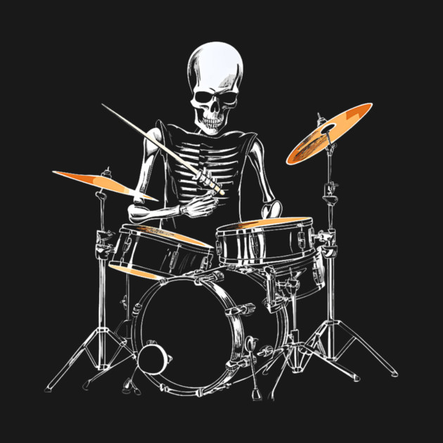 Skeleton Drummer Halloween Costume Playing Drums - Drummer - T-Shirt ...