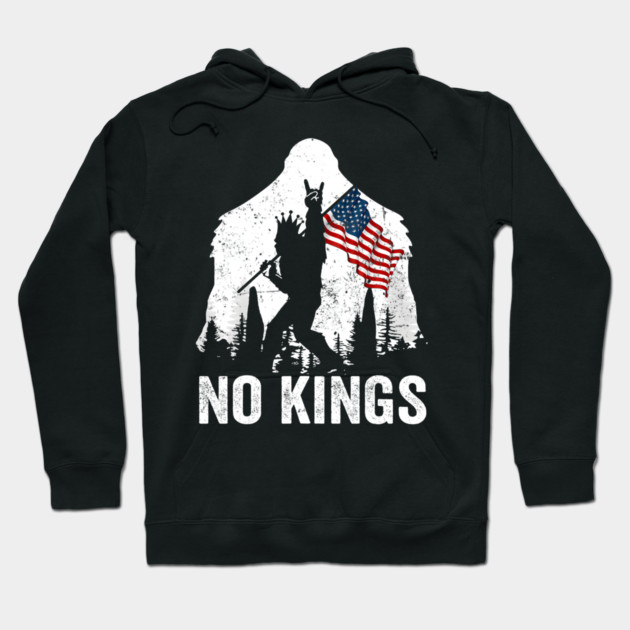 No Kings Bigfoot Sasquatch With America Flag No Kings - Bigfoot America ...