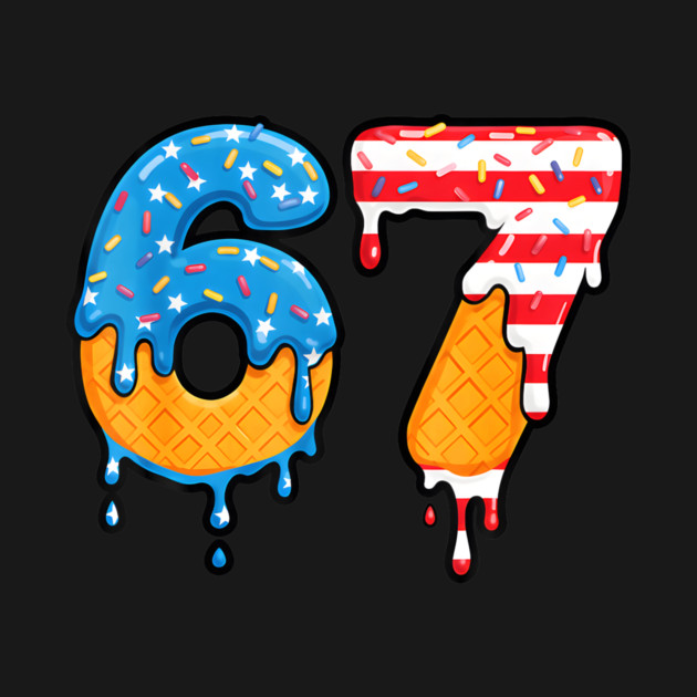 Mason 67 Ice Cream Drip Six Seven Usa Flag - Funny Meme Usa - T-Shirt ...