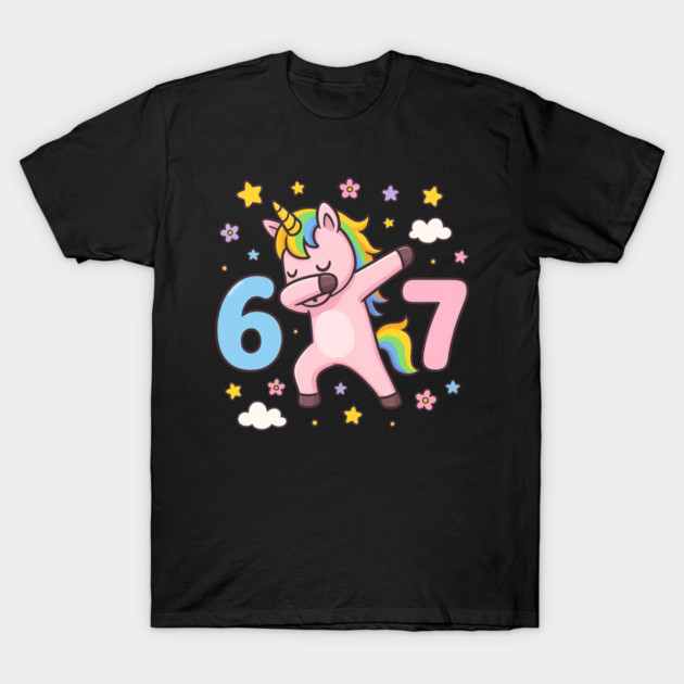 67 Meme Unicorn Girl Six Seven Brainrot Cute Gen Alpha Design - Unicorn ...