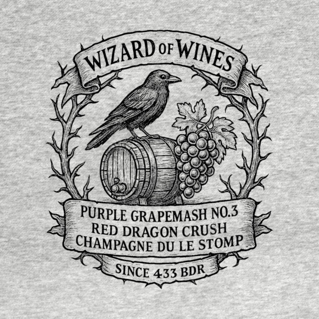 Wizard of Wines – Raven & Barrel Winery Crest (Fantasy Medieval Emblem ...