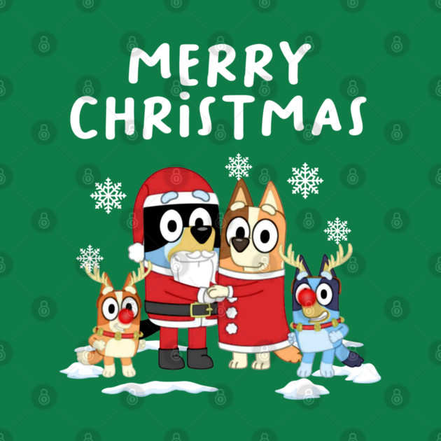 Merry Christmas Bluey Family - Bluey - T-Shirt | TeePublic
