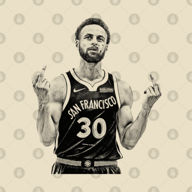 MEme Stephen Curry MIddle Finger 80s - Vintage - T-Shirt | TeePublic