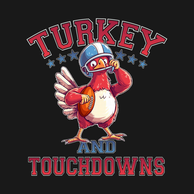Thanksgiving Turkey Football Game Day Helmeted Bird Touchdown Ball ...