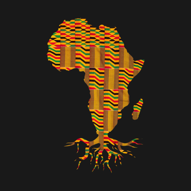 Africa Map Roots - Cool Traditional Kente Cloth Gift - Africa Map Roots - T-Shirt | TeePublic