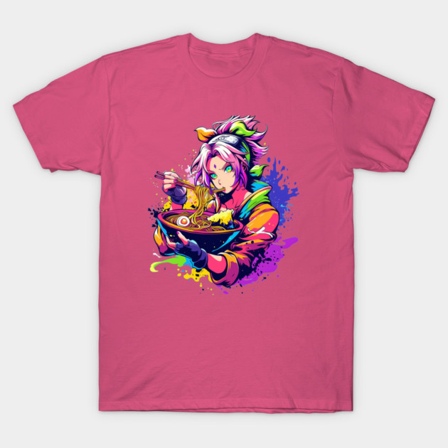 sakura haruno - eat ramen - Sakura Haruno - T-Shirt | TeePublic