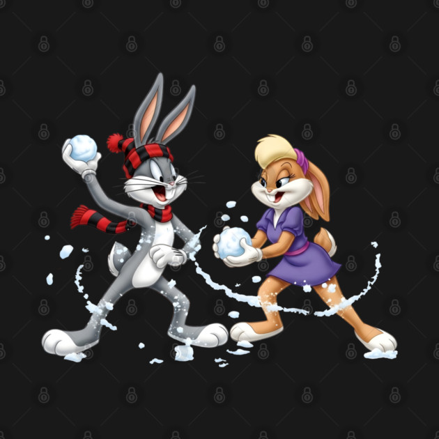 Bugs Bunny and Lola Bunny Snowball Fight - Bugs Bunny - T-Shirt | TeePublic
