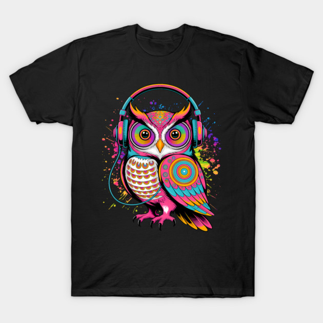 Rave Rainbow Owl House EDM Festival Raver Animal EDC - Owl Art - T ...