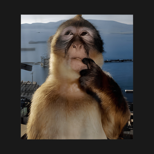 Thinking Monkey Ape Brainrot - Funny Monkey Meme - T-Shirt | TeePublic