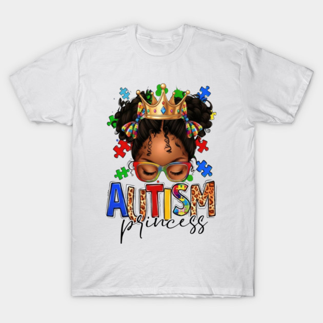 Autism Princess with Crown and Puzzle Bows - Autism Awareness Art - T ...