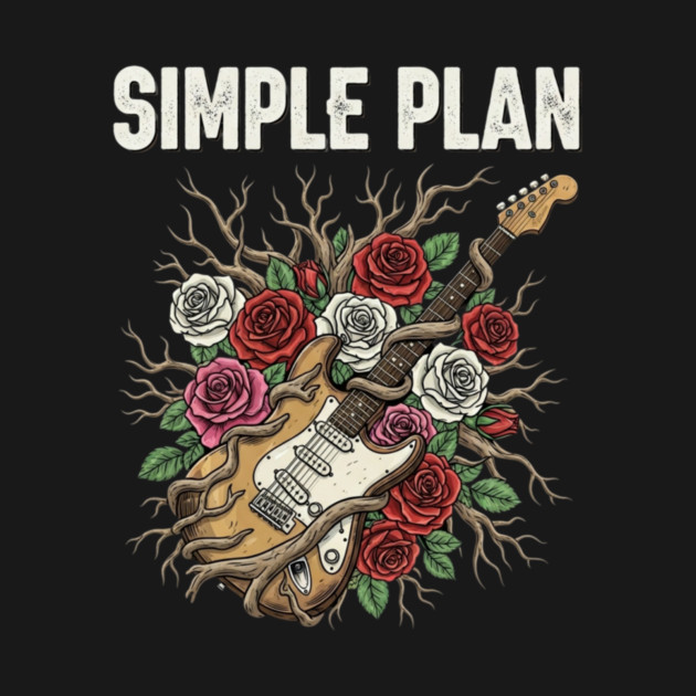 Simple Plan Guitar Roses - Simple Plan - T-Shirt | TeePublic