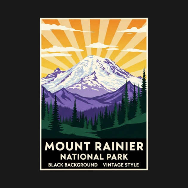 Mount Rainier National Park Art - Mount Rainier - T-Shirt | TeePublic