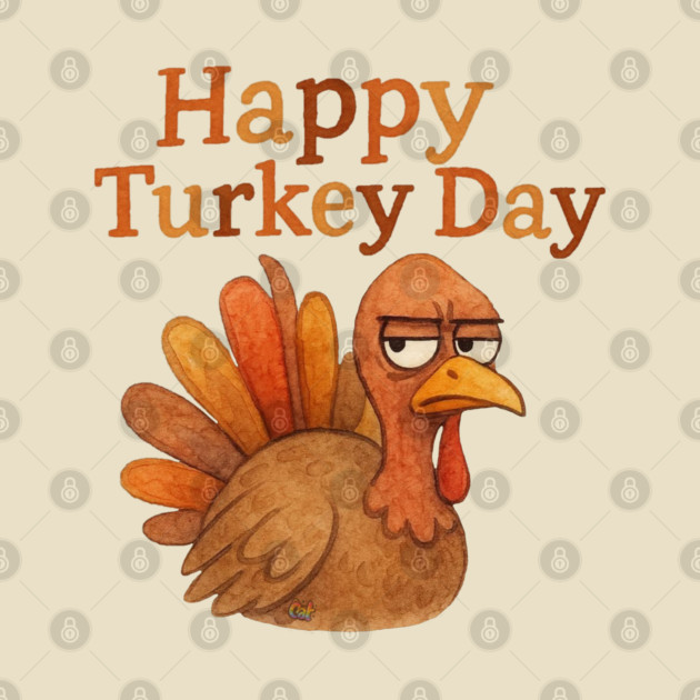 Grumpy Happy Turkey Day - Thanksgiving - T-Shirt | TeePublic