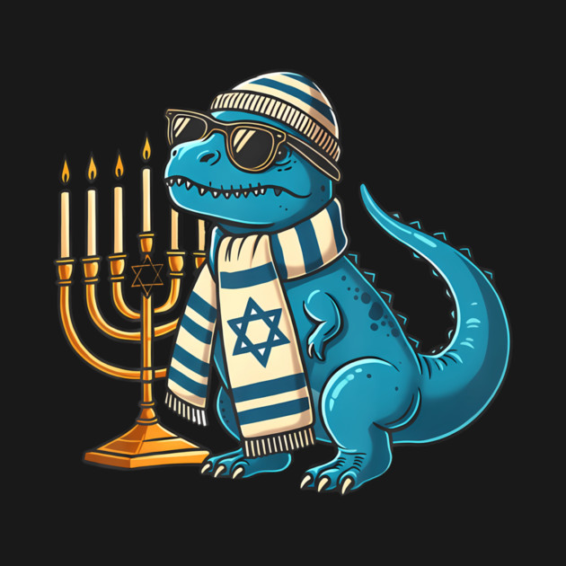 Happy Hanukkah 2025 Jewish Menorah T-Rex Dinosaur - Hanukkah - T-Shirt ...