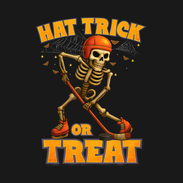 Skeleton Ice Hockey Player Halloween - Funny Skeleton Hockey - T-Shirt ...