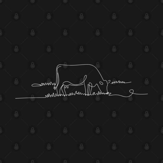 Simple Farm Animal Line Art - Cow - T-Shirt | TeePublic