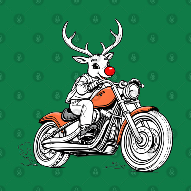 Rudolph The Red Nosed Biker - Funny Christmas Motorcycle Reindeer ...