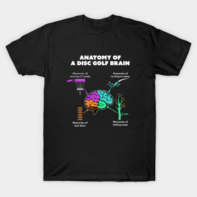 Anatomy of a Disc Golf Brain - Disc Golf - T-Shirt | TeePublic