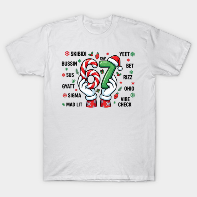 Six Seven 67 Meme 6 7 Candy Cane Santa Christmas Pajamas Kids - Six ...