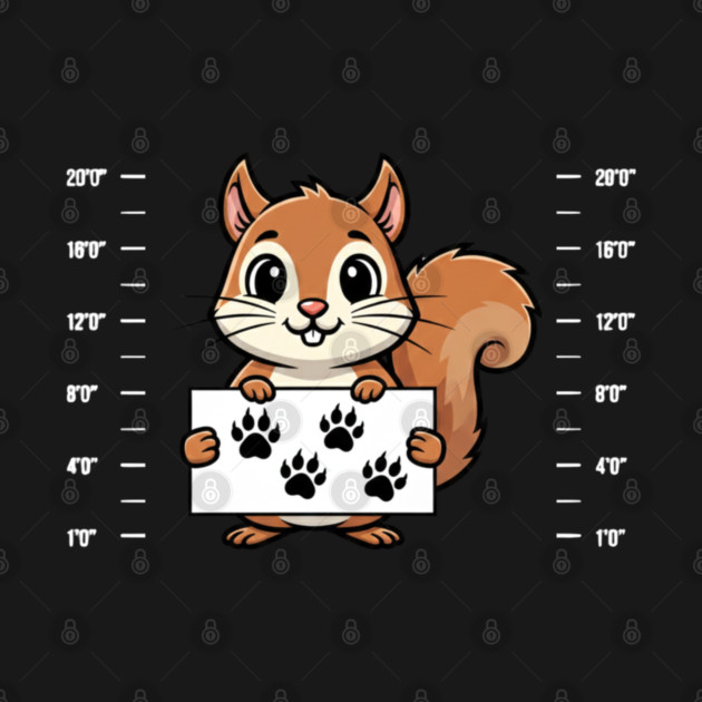 Funny Squirrel Mugshot Cute Animal Paw Prints Pet Art - Squirrel - T ...