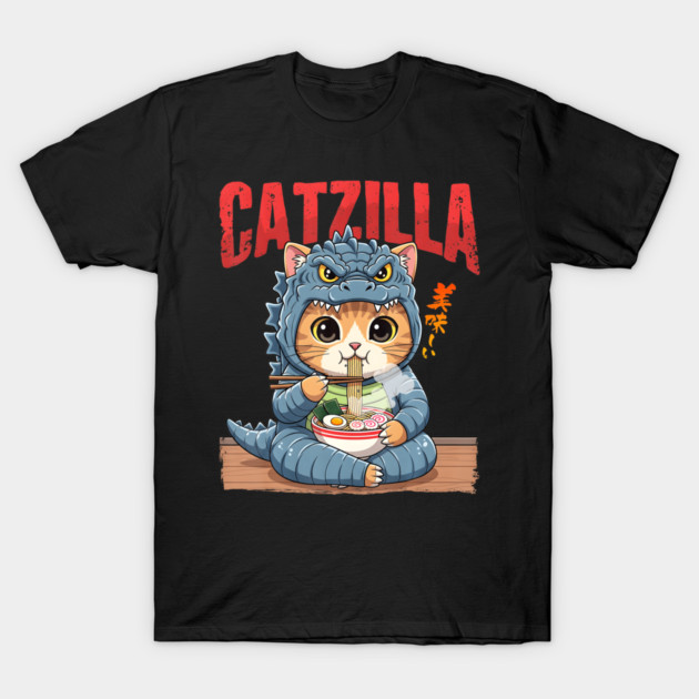 Catzilla Eating Cat Japanese Art - Cute Cat Lover - T-Shirt | TeePublic