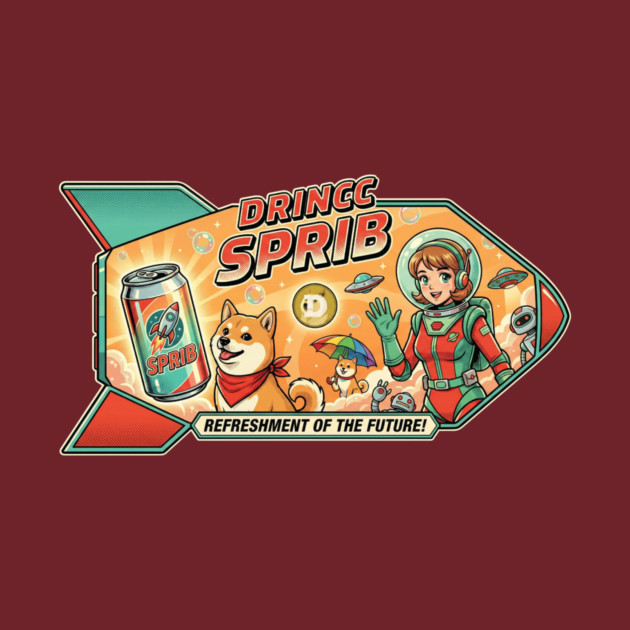 Cosmic Refresh Crew: SPRIB Space Soda - Rocket Shiba - T-Shirt | TeePublic