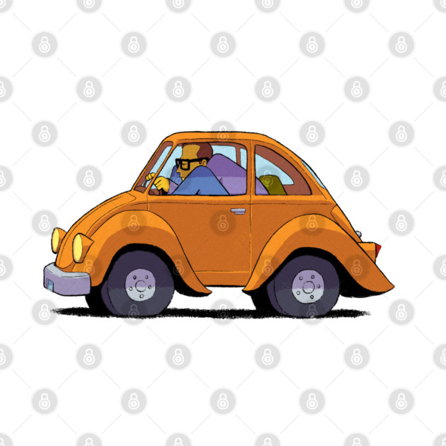 The Simpsons Tall Guy in Tiny Car - Simpsons - T-Shirt | TeePublic