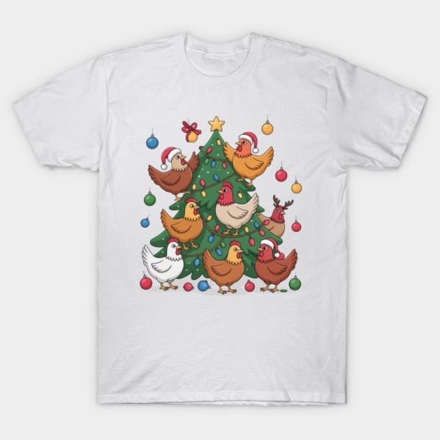 Christmas Lights Chicken Santa Funny Xmas Tree Chicken - Christmas ...