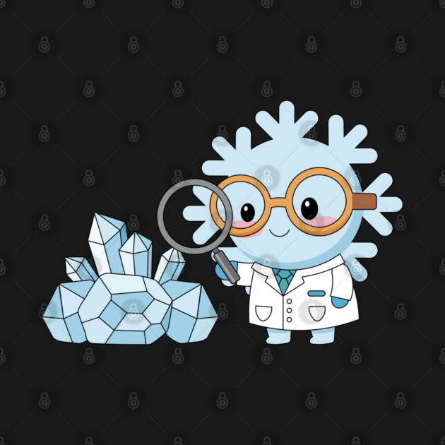 Kawaii Snowflake Scientist Exploring Crystals - Snowflake Character - T ...
