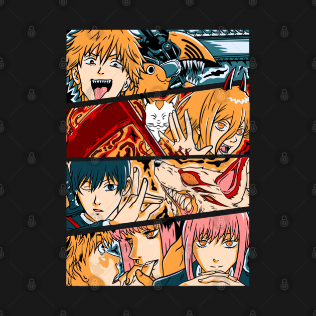 Chainsaw Man Anime 4 Main Characters - Chainsaw Man - T-Shirt | TeePublic