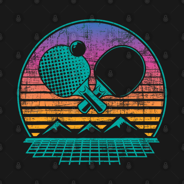 Retro Sunset Table Tennis Paddles Ping Pong - Ping Pong - T-Shirt ...