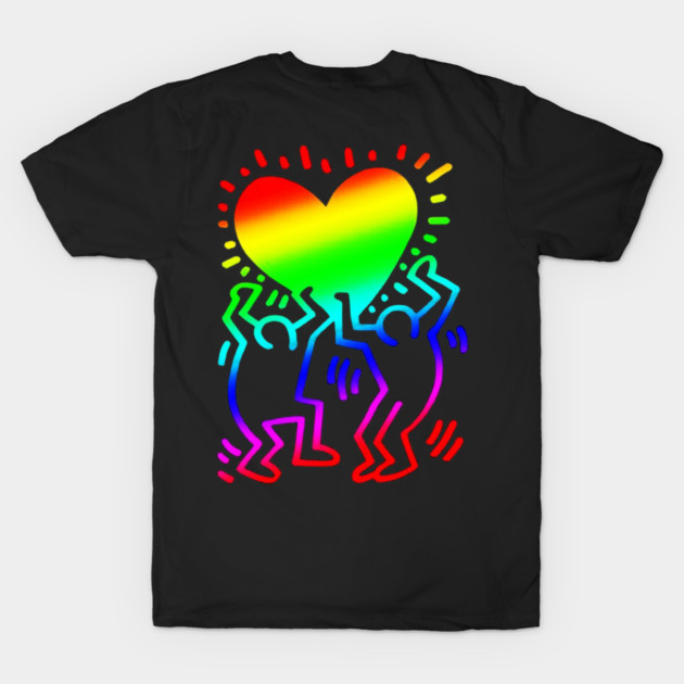 keith shine heart haring - Keith Shine Heart Haring - T-Shirt | TeePublic