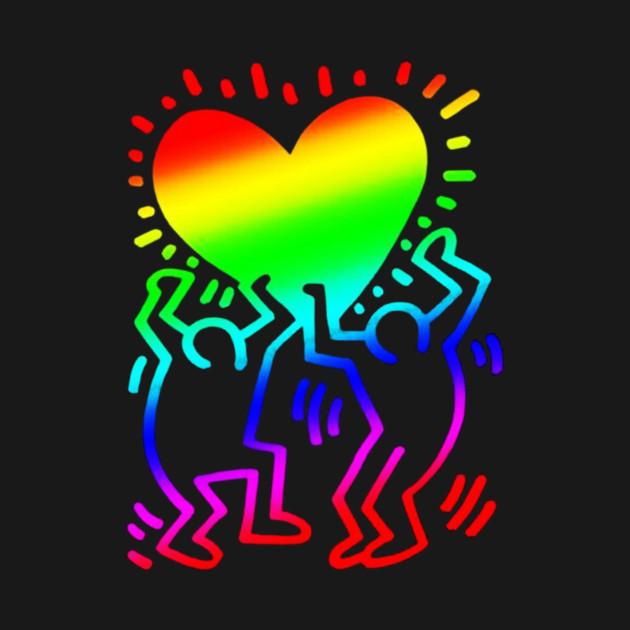 keith shine heart haring - Keith Shine Heart Haring - T-Shirt | TeePublic