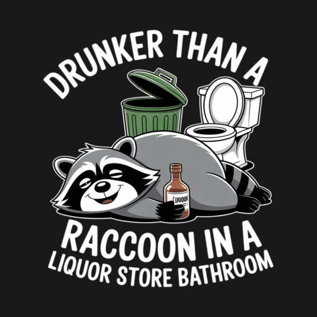 Drunk Raccoon in A Liquor Store Bathroom Funny Raccoon Humor - Drunk ...