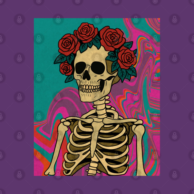 Psychedelic Skeleton with Roses - Illustrations And Vector Art - T ...