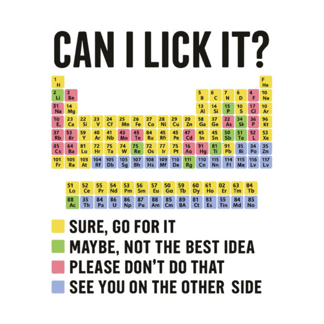 Can I Lick It Periodic Table Funny Chemistry - Funny Chemistry - T ...