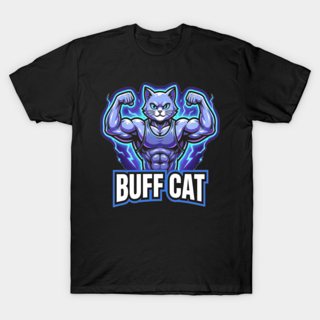 Buff Cat Strong Mascot Logo - Buff Cat - T-Shirt | TeePublic