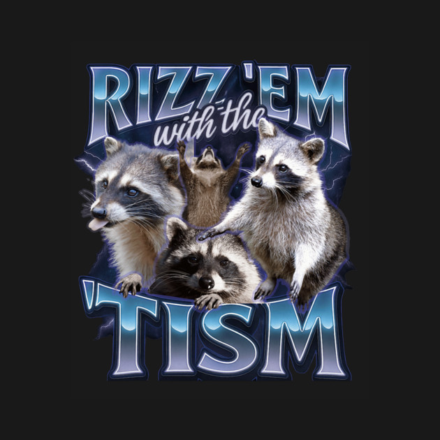 Autism Funny Rizz Em with The Tism Meme Autistic Racoon - Rizz Em With ...