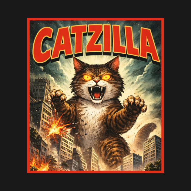 Cat Attack - Giant Monster Cat Attacking City - Cat Attack - T-Shirt ...