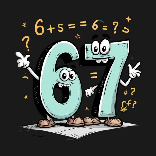 Six Seven Math Meme 67 Funny Number Cartoon - Funny Number Cartoon - T ...