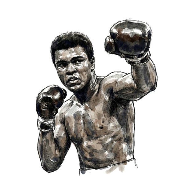 watercolor Muhammad Ali fan art - Muhammad Ali - T-Shirt | TeePublic