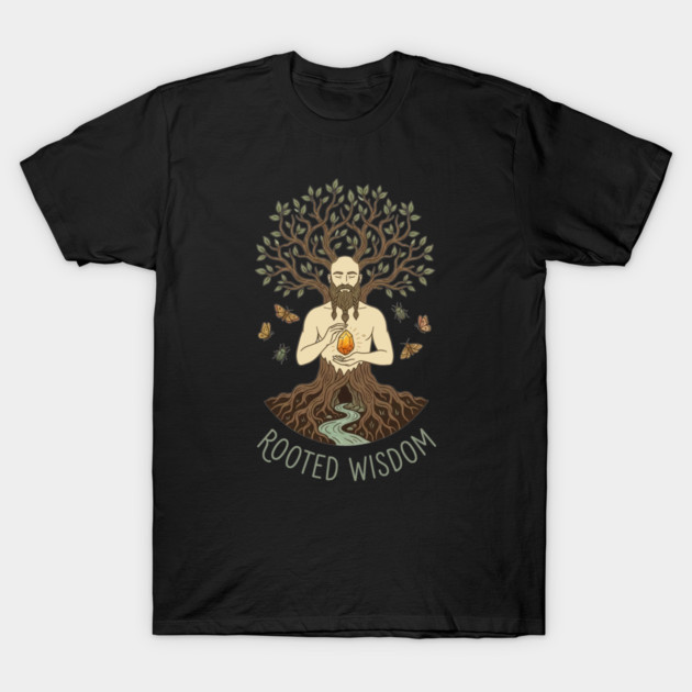 Rooted Wisdom Green Man Tree Spirit Crystal - Meditation Yoga - T-Shirt ...